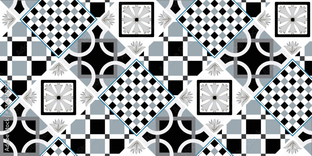 Abstract Geometric Tile Pattern Italian Sicily Style Moroccan Interior ...