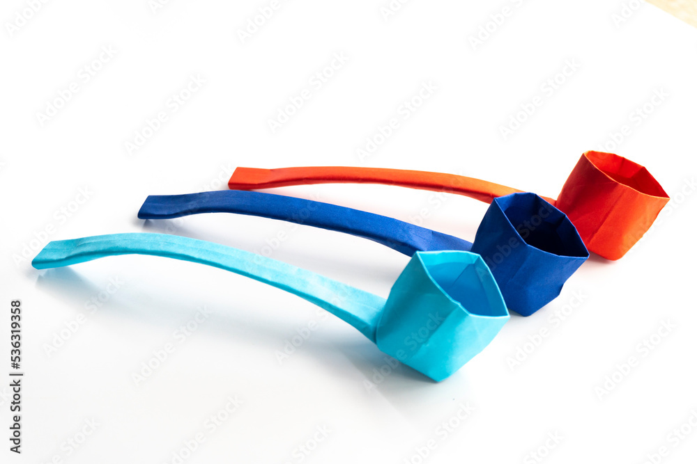 paper smoking pipe isolated on white background. origami concept.paper ...