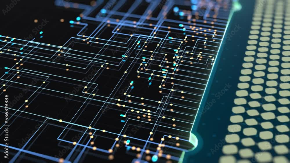 A computer processor with millions of connections and signals ...