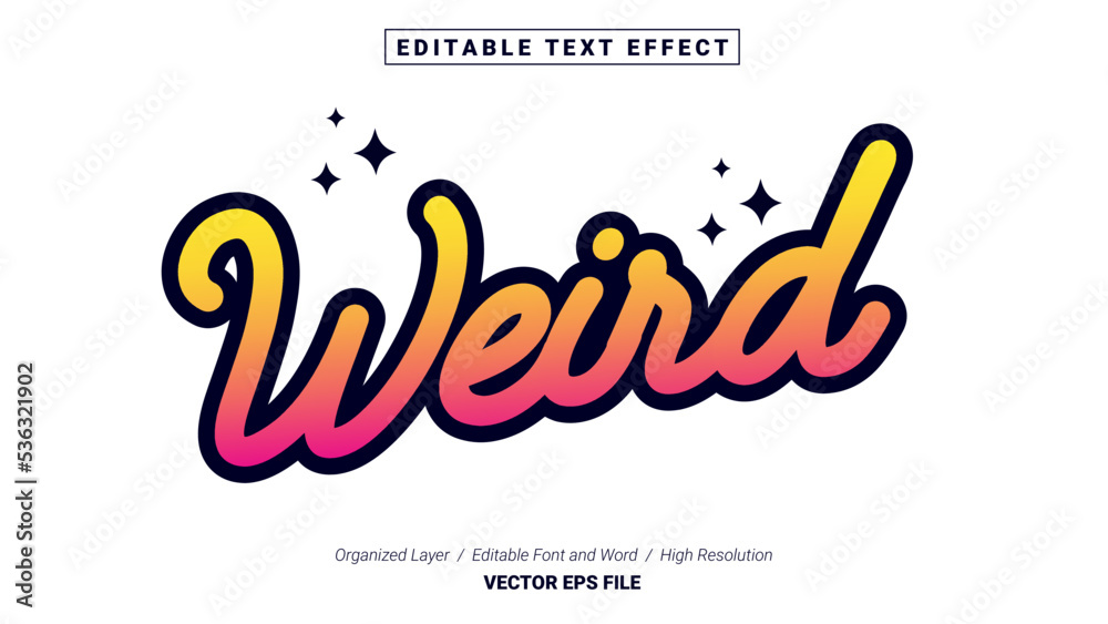 Editable Weird Font Design. Alphabet Typography Template Text Effect ...