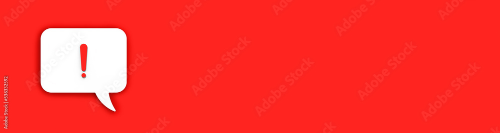 Red exclamation mark on a white message board. Alarm signal in the ...