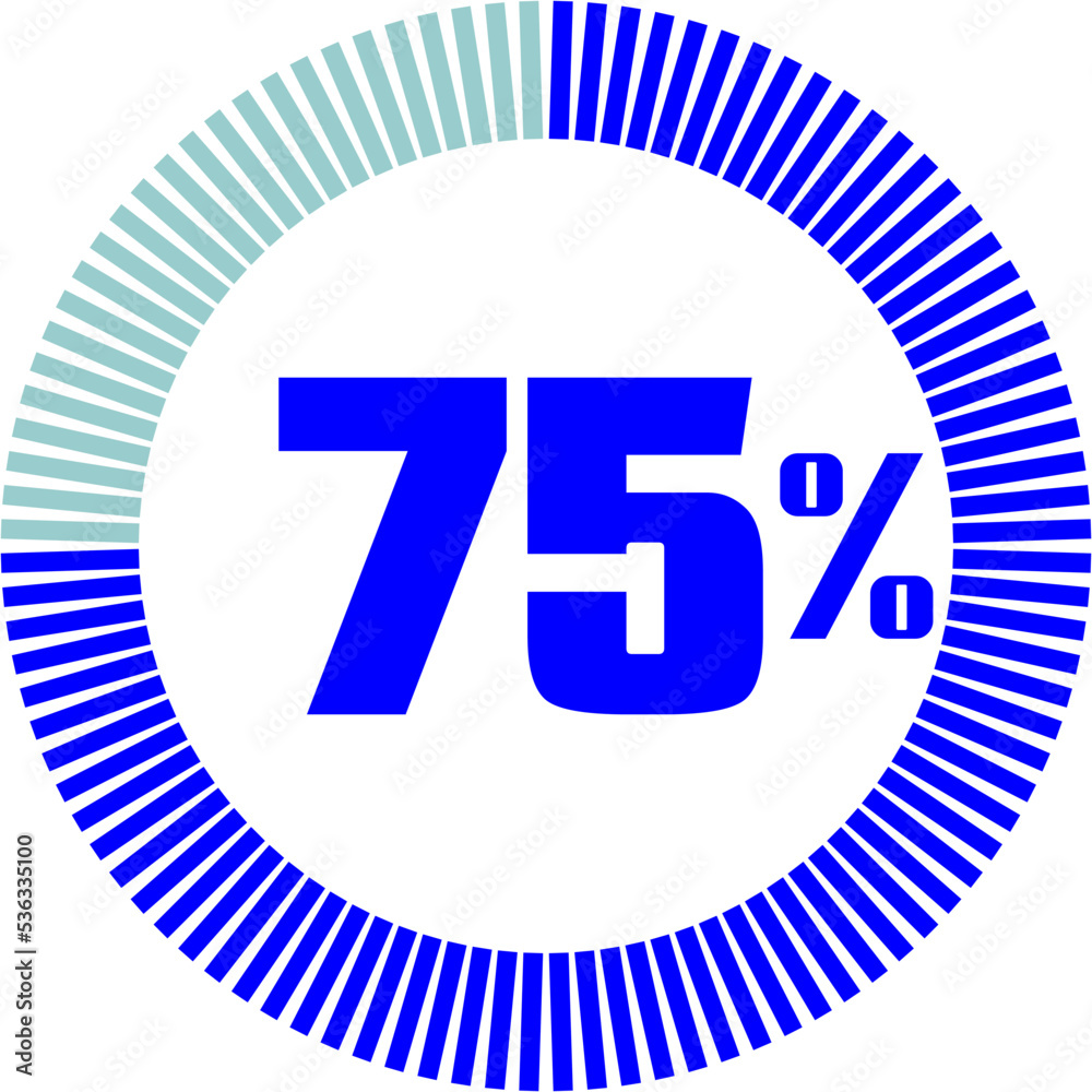 75 Percentage with Round Pie Chart. Economy, medical, sport and speed ...