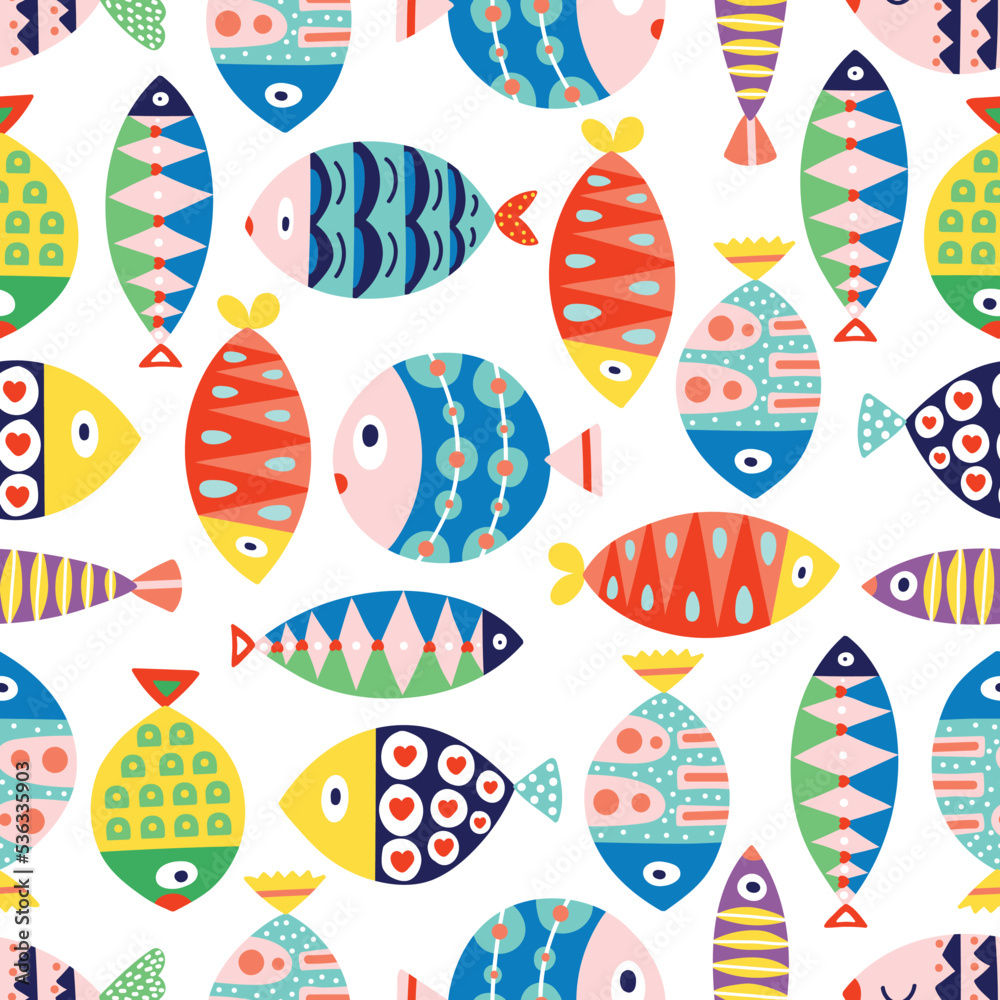 Cute fish. Kids background. Can be used in textile industry, paper ...