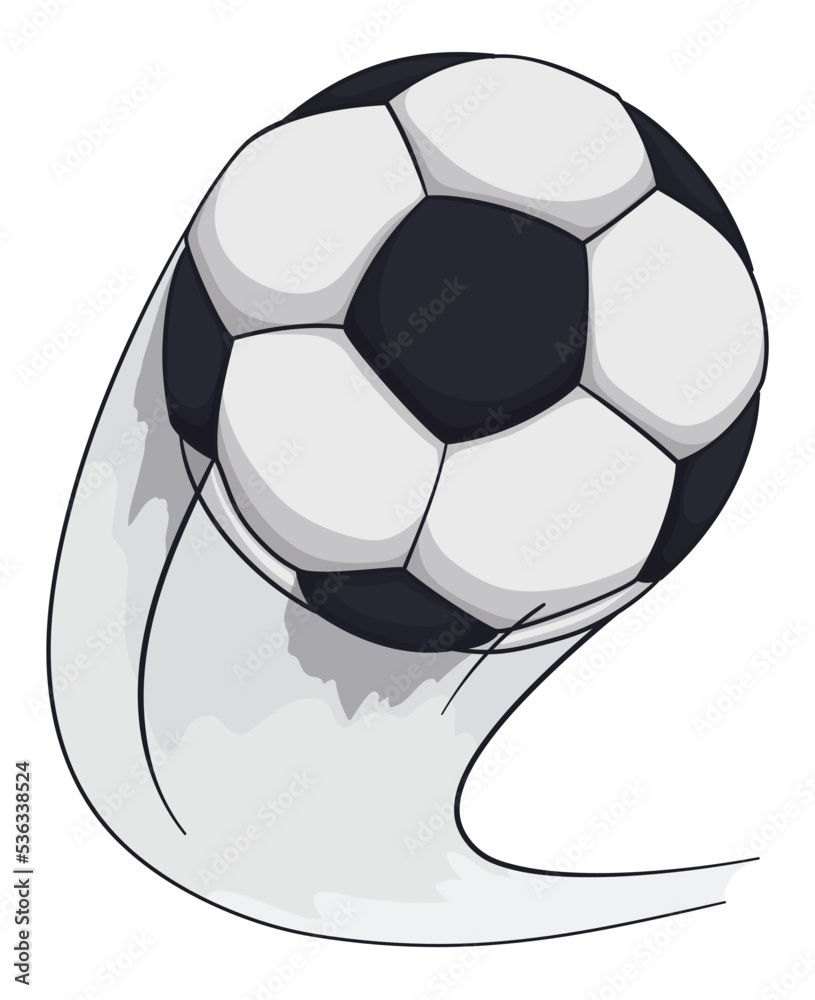 Fast soccer ball with curve trajectory and speed tail, Vector ...