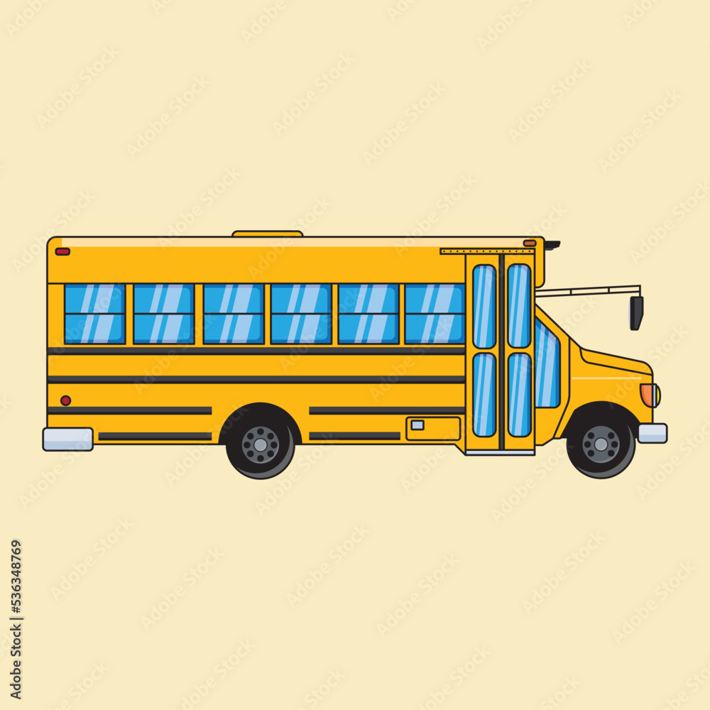Classic school bus orange color, Flat Cartoon Style Suitable for Web ...