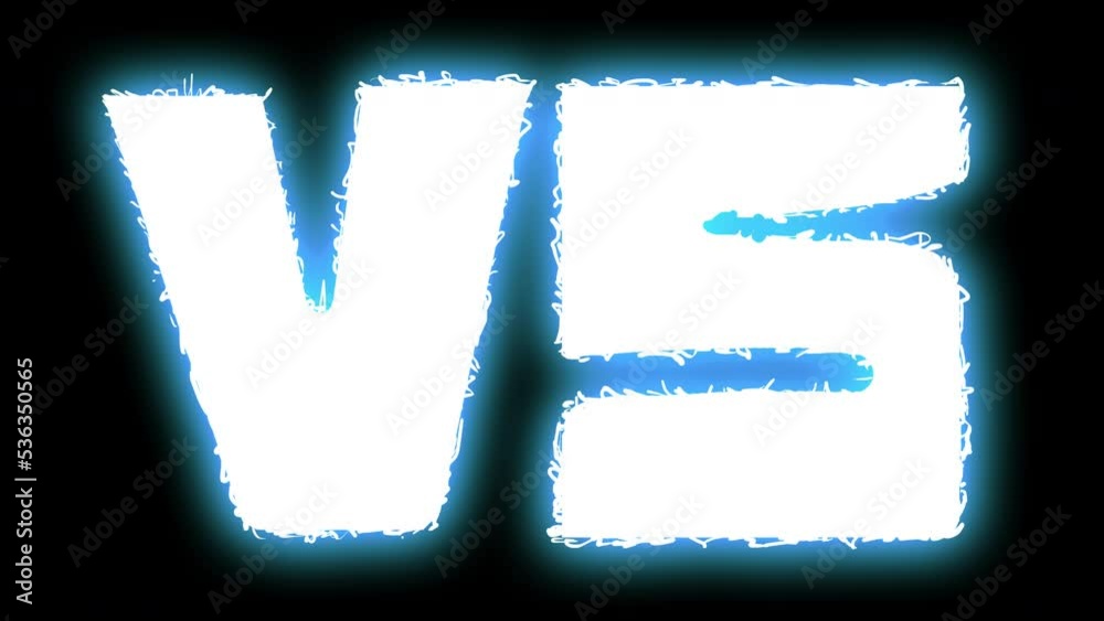 The energy letters VS with a current pulse on a black screen. Concept ...