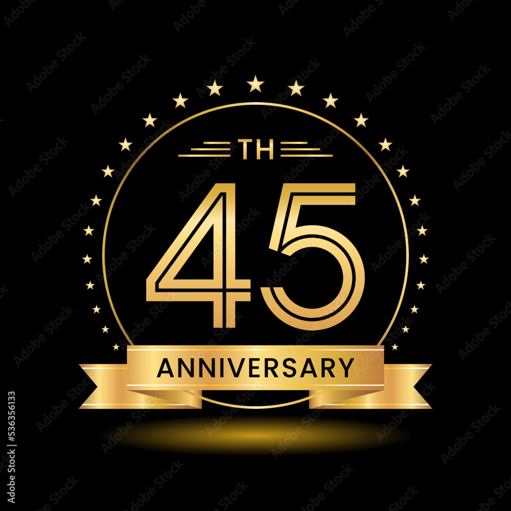 45th Anniversary, Perfect template design for anniversary celebration ...