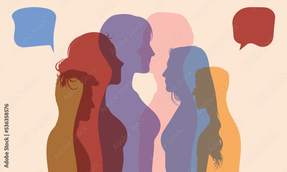 People Talking Face To Face Cartoon