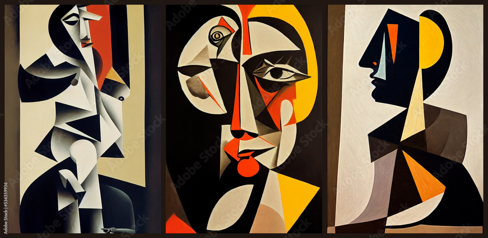 Abstract portraits of people in the style of cubism inspired by Pablo ...