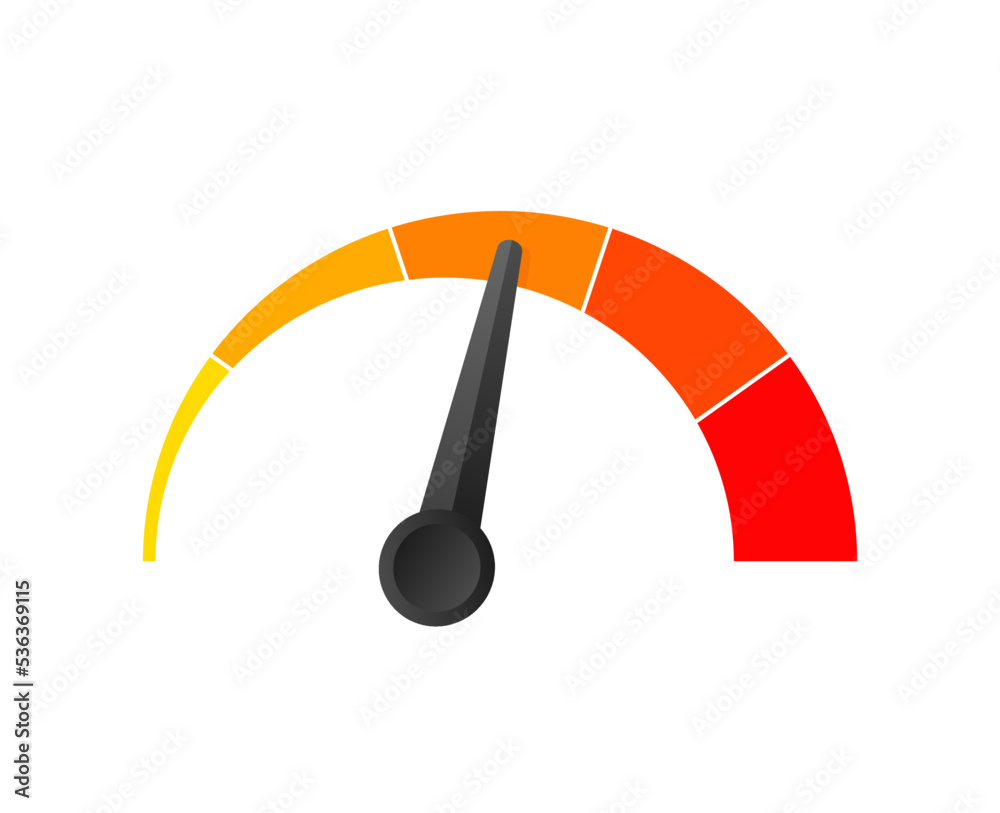 Round temperature gauge, isolated on white background. Colored ...