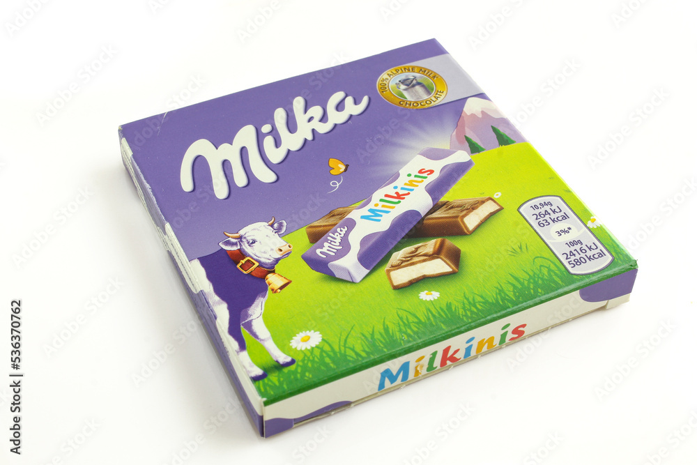 Milka Milkinis small pack isolated on white background Stock Photo ...