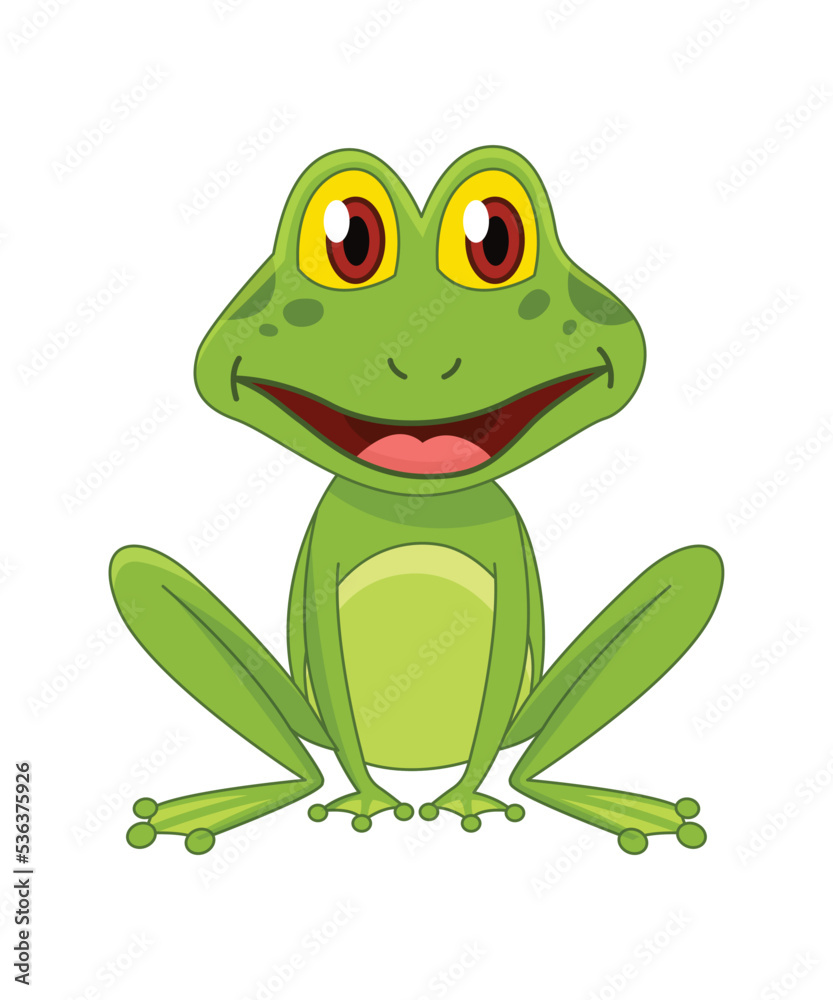 Cartoon frogs Funny cartoon frog. Little amphibia character standing ...