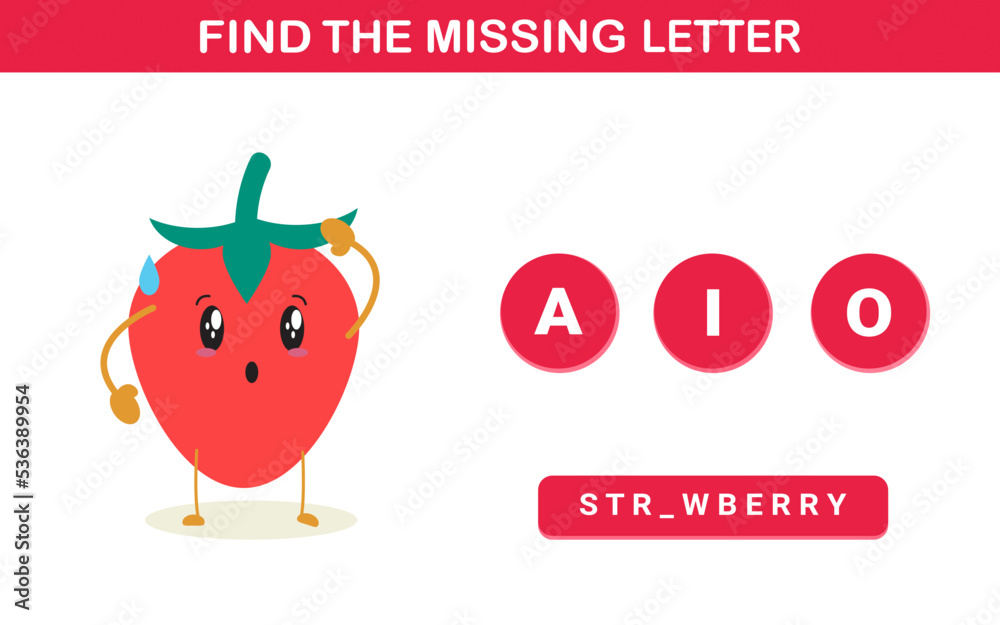 Write the missing letter. activity worksheet for education. fruits and ...
