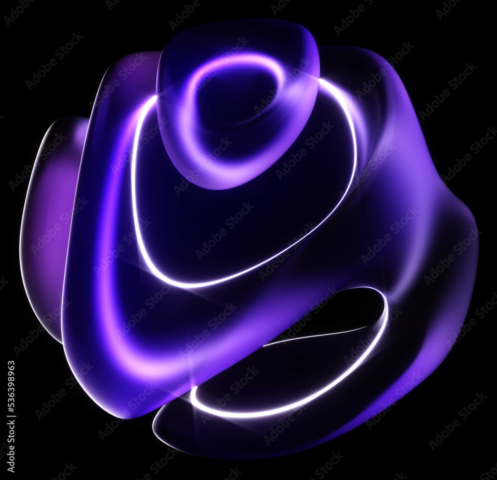 3d render of abstract art of surreal 3d ball or sphere in curve wavy ...
