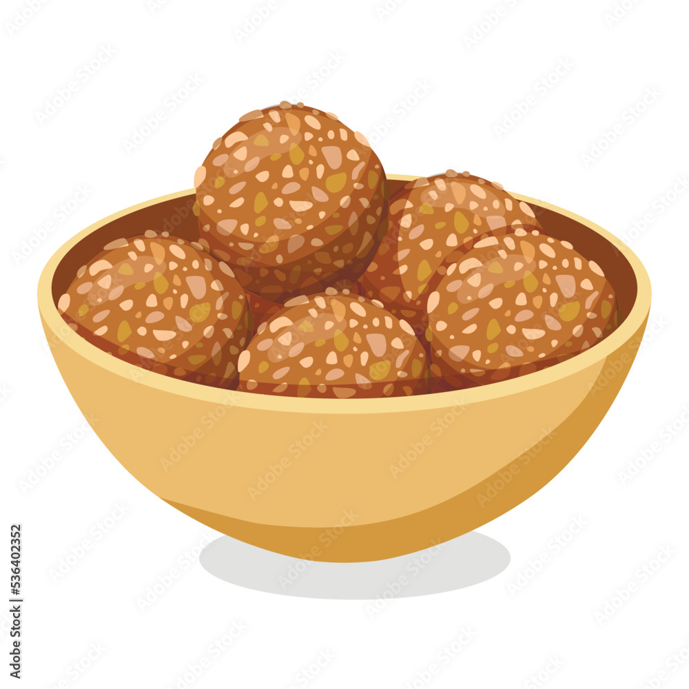 Plate with Indian sweets laddu (ladoo) isolated on white. Traditional ...