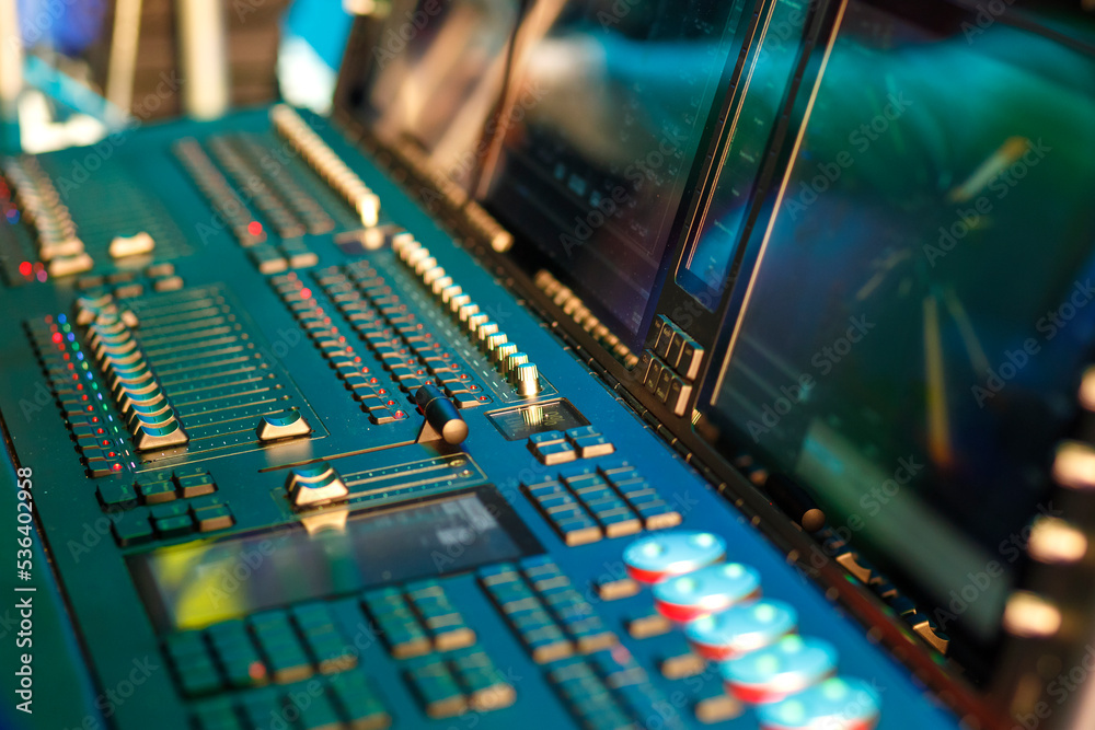 The stage light control panel is a professional sample with keys. Stock ...