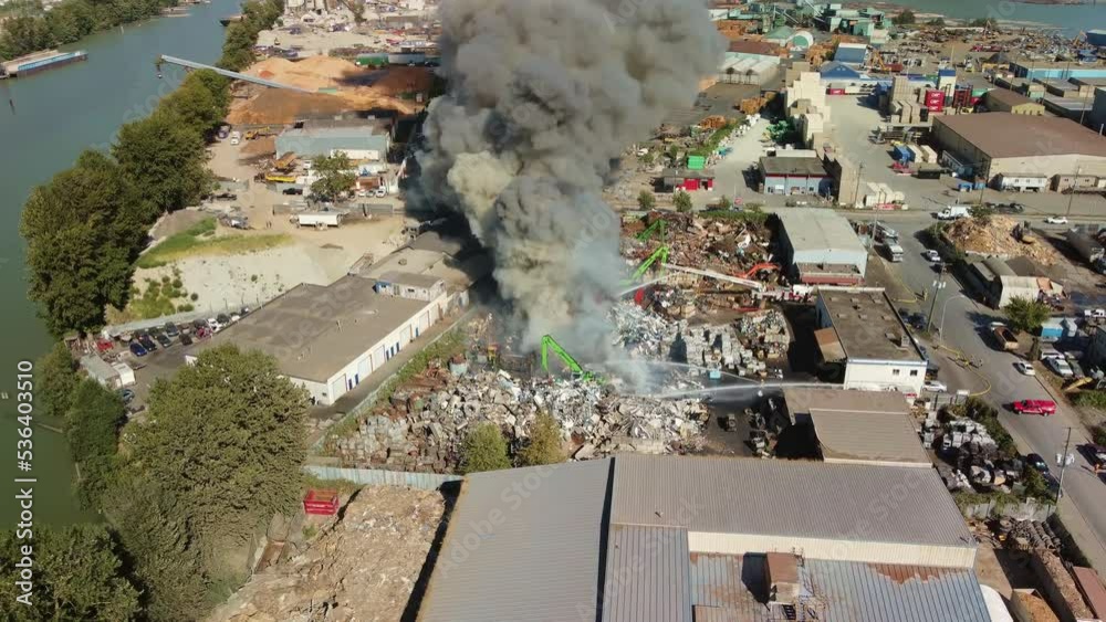 Black smoke coming out of a building on fire in Vancouver, Canada Stock ...