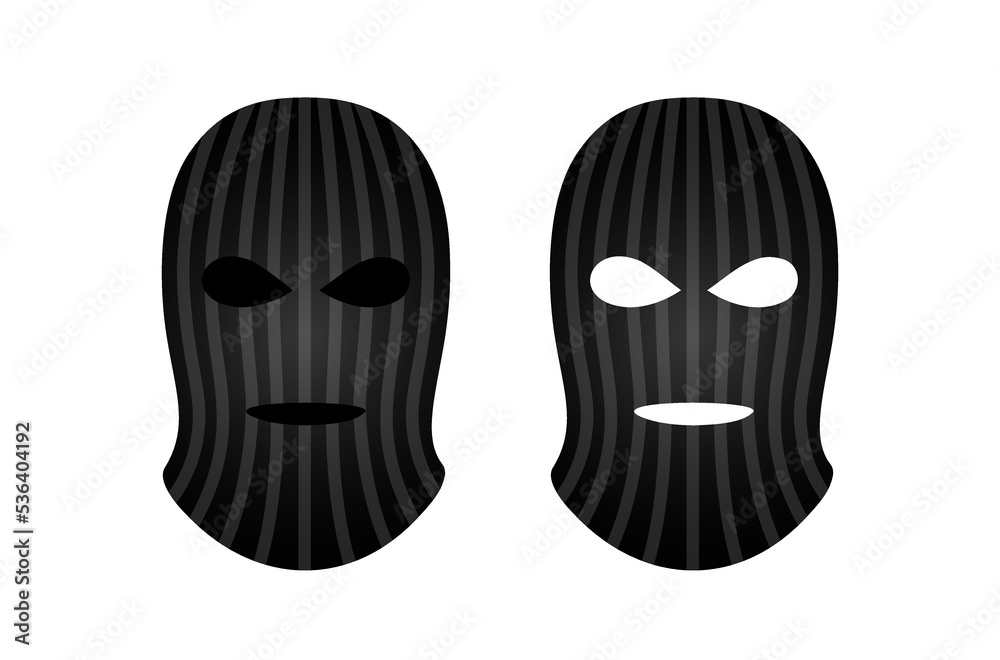 Vector Black Balaclava Mask Isolated On White Background Bandit