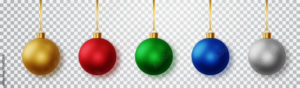 Set of realistic Christmas ball set of different colors. Christmas ...
