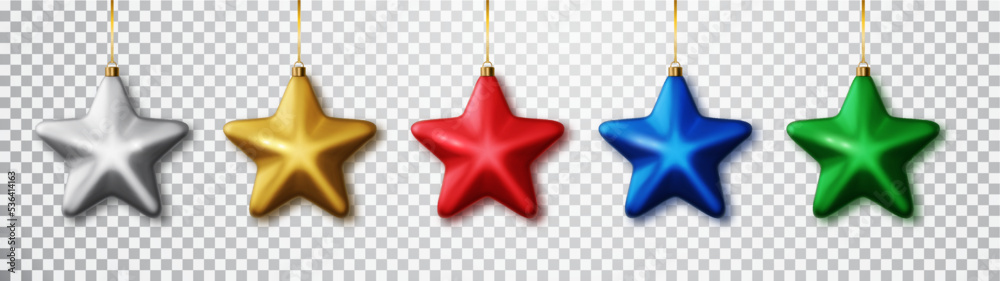 Christmas decorations in form of star. Realistic stars collection of ...