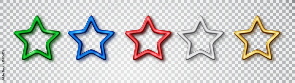 Realistic thin stars on a transparent background. Set vector objects ...