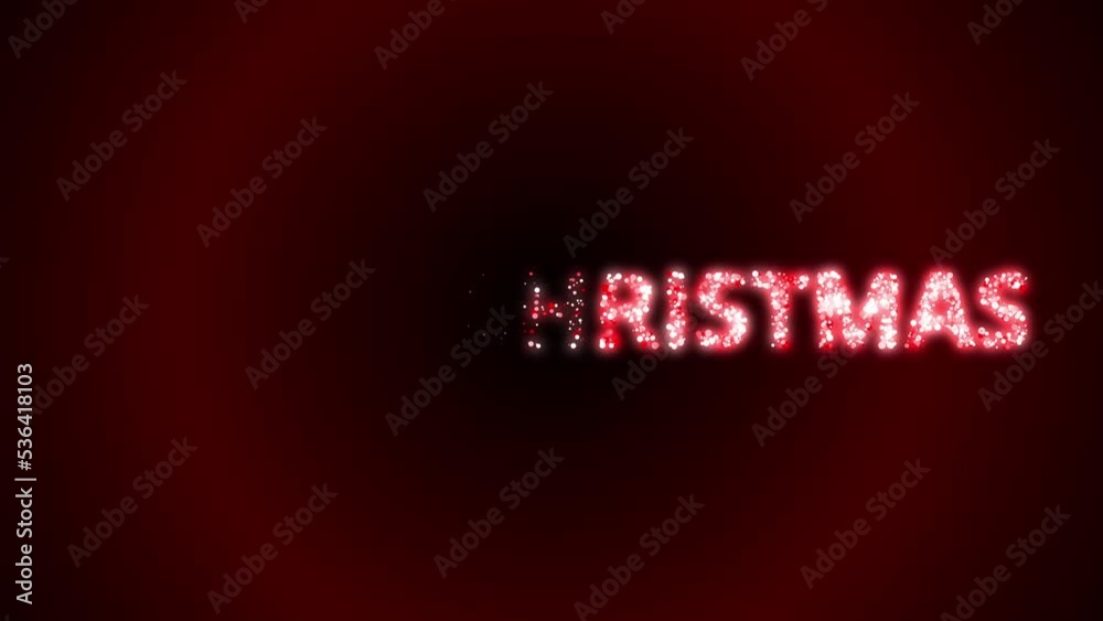 Merry Christmas red text animation with sparkling Christmas letters ...