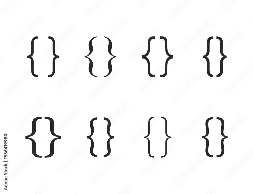 Curly brace, bracket icon set . Vector illustration. Stock Vector ...