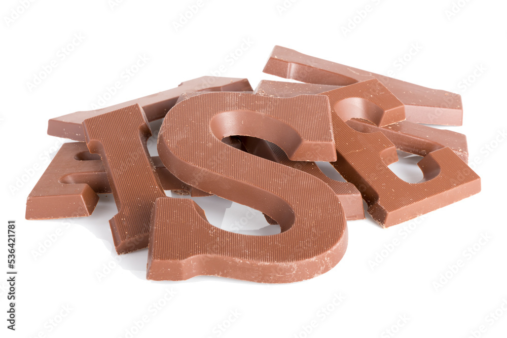 Pile of choclolate letters for Dutch event Sinterklaas isolated on ...