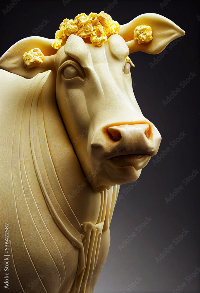 Midjourney render of a butter sculpture of a cow Stock Illustration ...