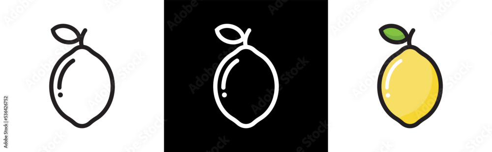 Lemon icon symbol signs, vector illustration Stock Vector | Adobe Stock