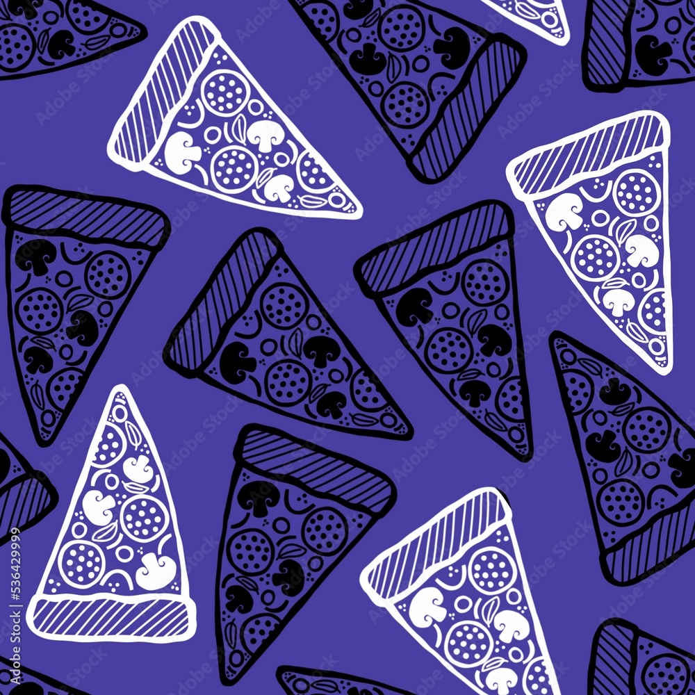 Cartoon doodle pizza seamless kids pattern for wrapping paper and ...
