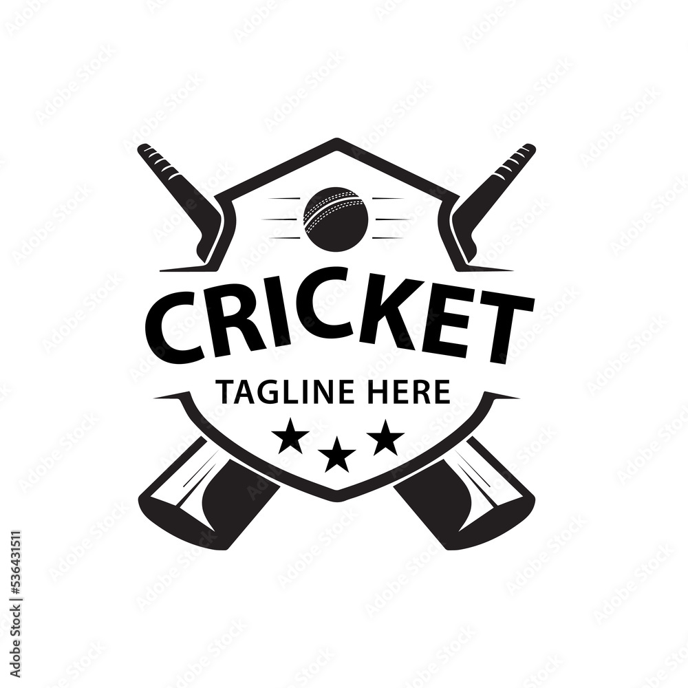 black and white cricket logo design Stock Vector | Adobe Stock