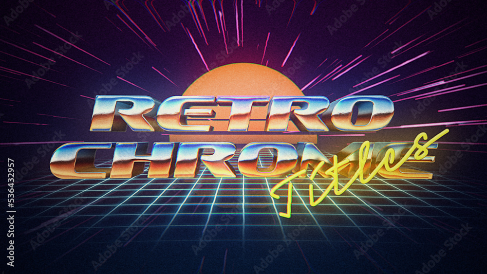 Retro Chrome Titles Stock Template | Adobe Stock