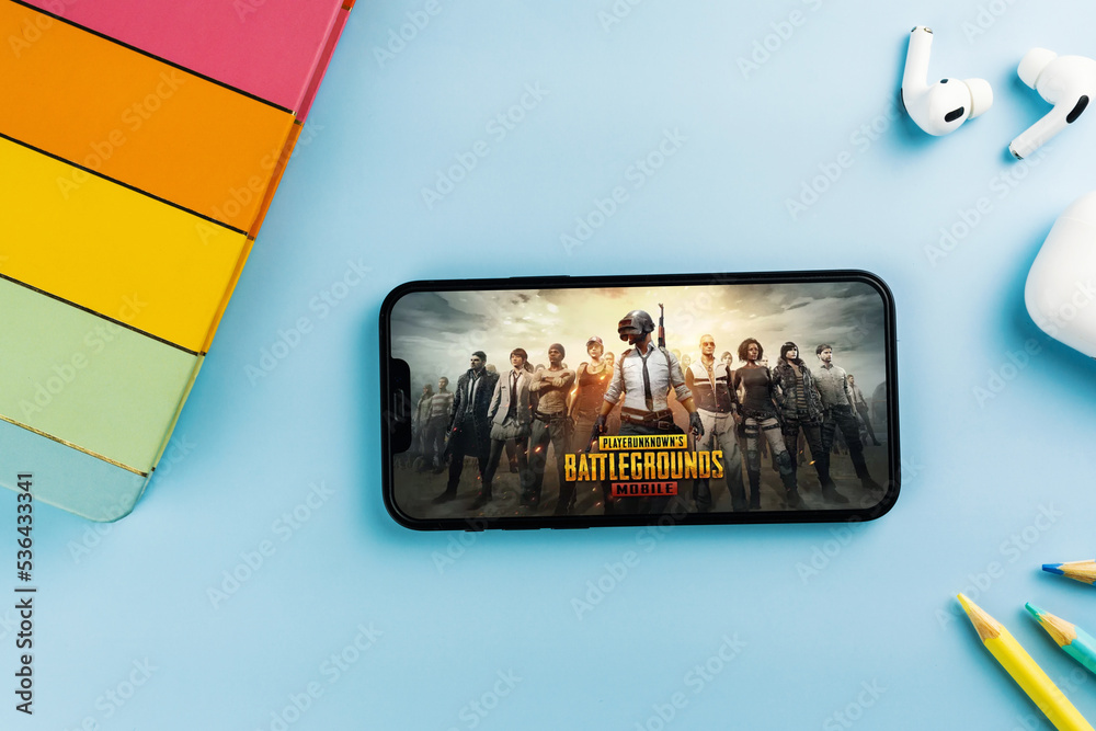 Player's Unknown Battleground, PUBG mobile game app on the smartphone ...