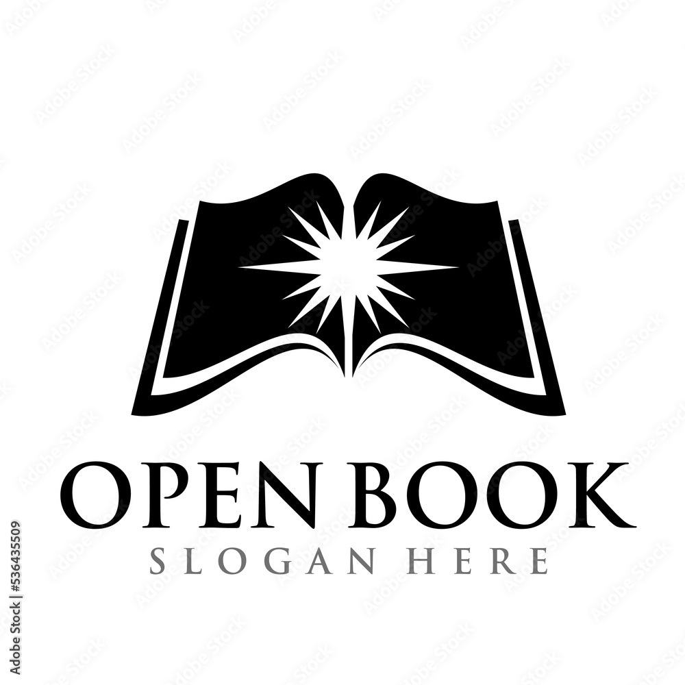 Open Book Logo Design Template Vector Illustration เวกเตอร์สต็อก