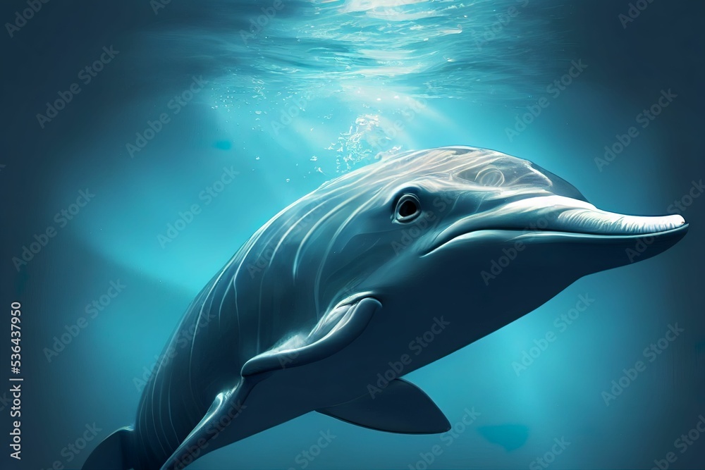 Hyper-realistic 3d rendered illustration of sea surface where sad ...