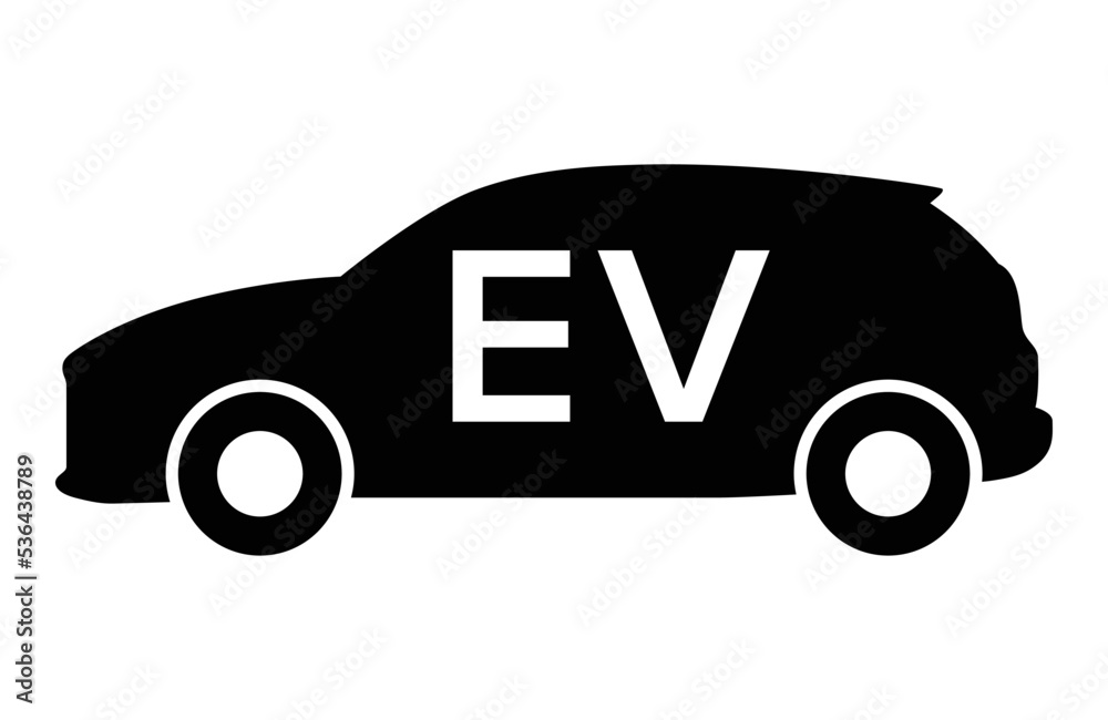 Electric Vehicle with EV symbol flat vector icon for transport apps and ...