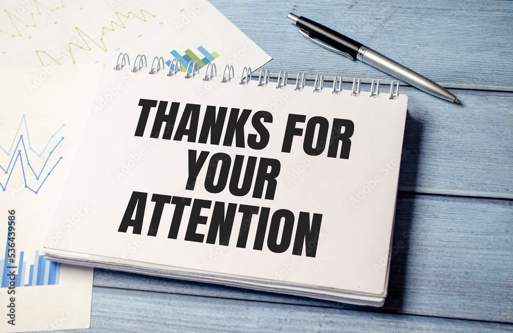 Thank You For Your Attention text on wooden background and charts Stock ...