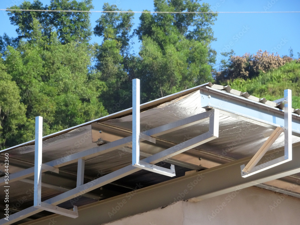 MELAKA, MALAYSIA - SEPTEMBER 16, 2022: Installation of the aluminum ...