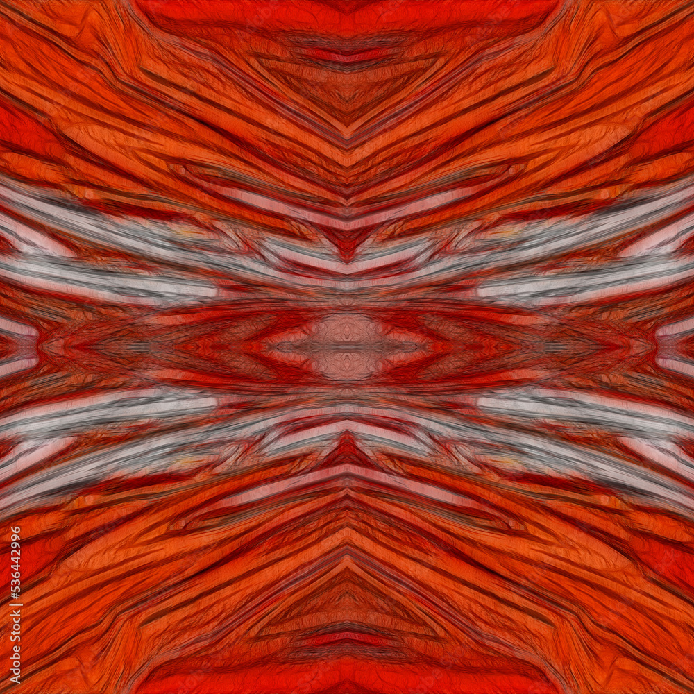 Ancient rock art. Seamless texture with red shades and crumpled symmetrical patterns. A ...