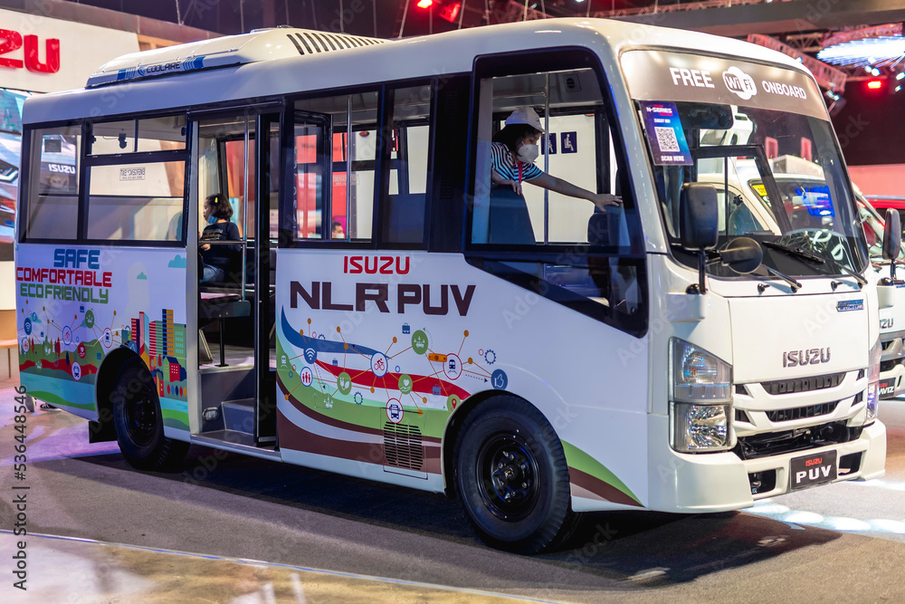 Metro Manila, Philippines - Sept 2022: An Isuzu NLR PUV on display at ...