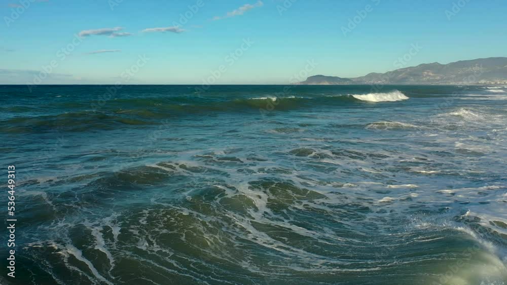 Dramatic Sea Texture 4K filmed on a drone in the Sunrise Stock Video ...