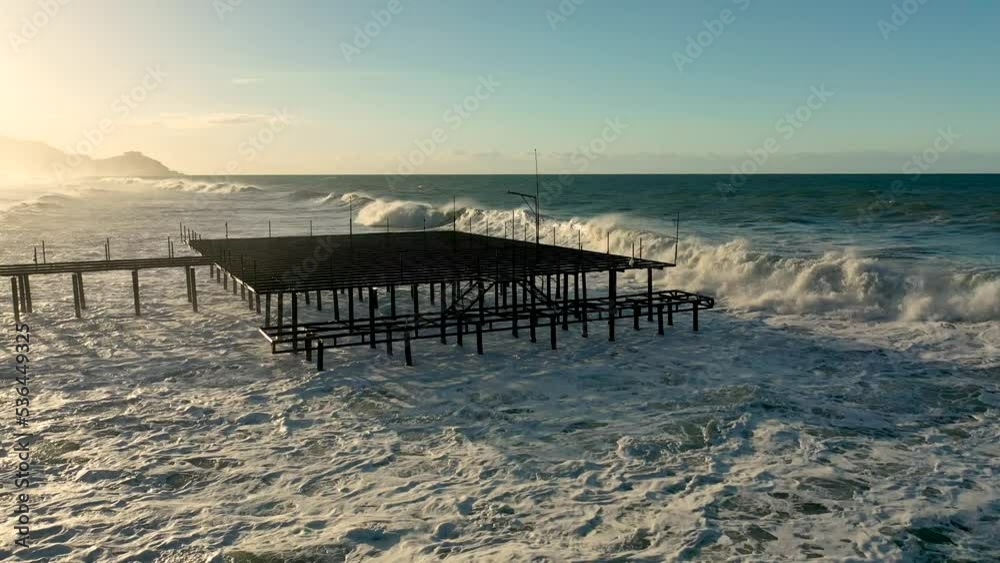 Dramatic Sea Texture 4K filmed on a drone in the Sunrise Stock Video ...