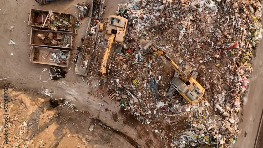 Video Stock Landfill with Construction waste (CDW). Trash disposal for ...