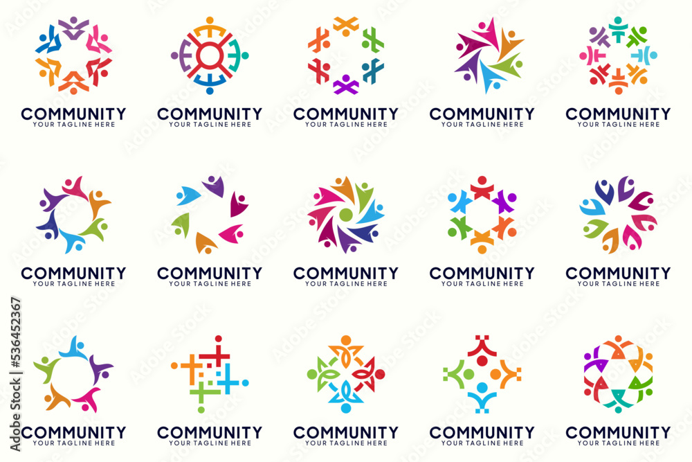 vector people logo set, people logo community, creative hub, social ...