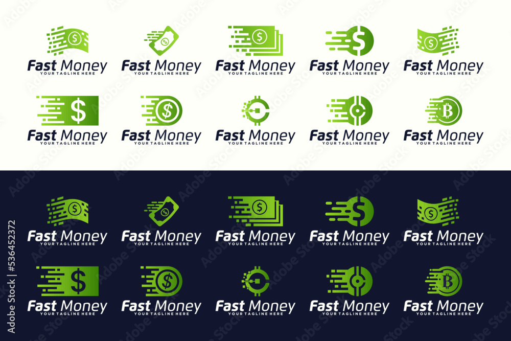 Vector collection of Fast Coin Logo design concept, Fast Cash logo ...