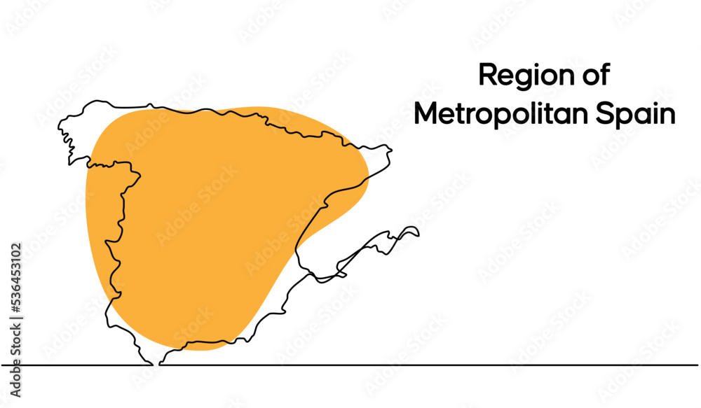 Continuous line drawing of Spain map. white background map for ...