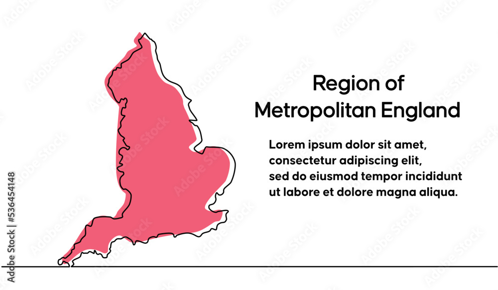 Continuous line drawing of England map. white background map for ...