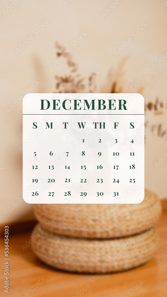 2022 December illustration vector calendar weeks start on Monday. Stock ...