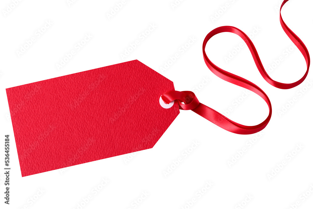 Red gift tag with ribbon tied isolated transparent background photo PNG ...